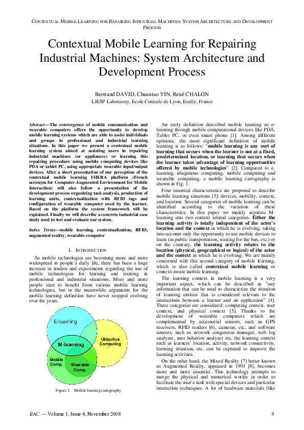 (PDF) Contextual Mobile Learning for Repairing Industrial Machines ...