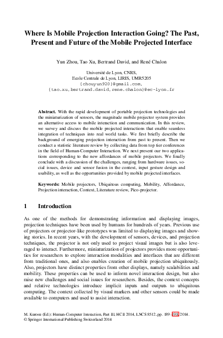 (PDF) Where Is Mobile Projection Interaction Going? The Past, Present ...
