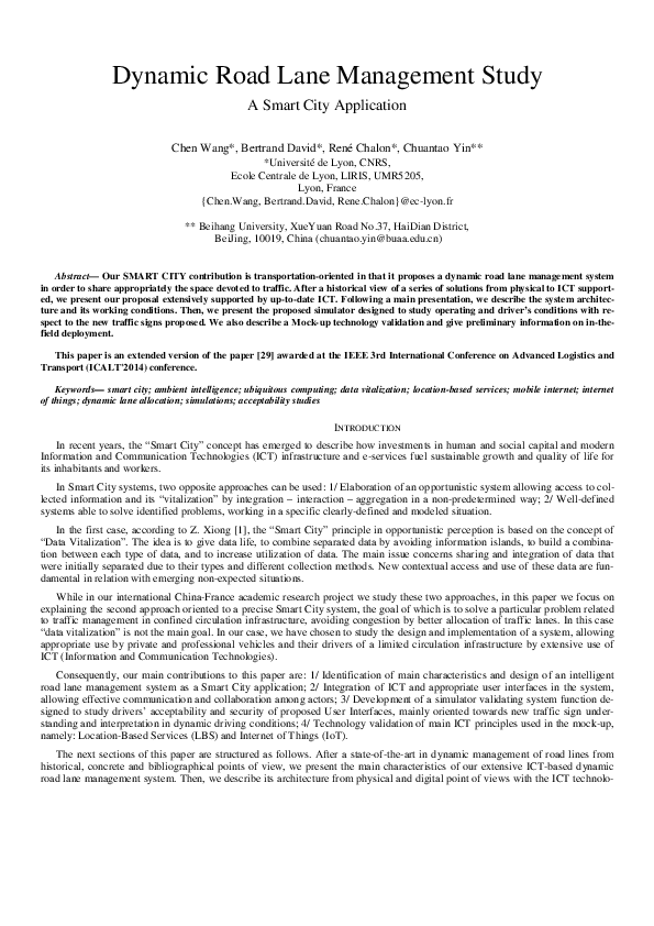 (PDF) Dynamic road lane management study