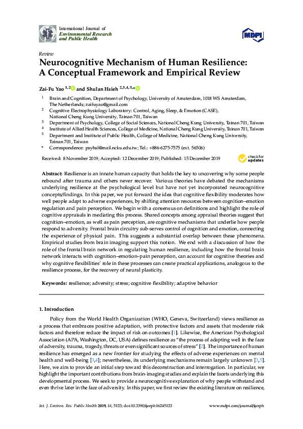 (PDF) Neurocognitive Mechanism of Human Resilience: A Conceptual Framework and Empirical Review