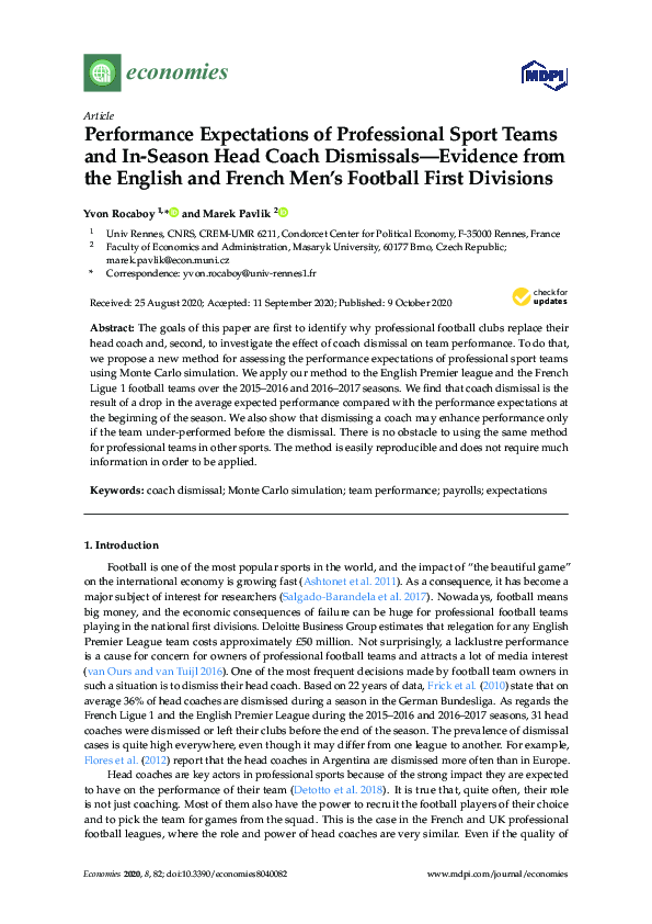 (PDF) Performance Expectations of Professional Sport Teams and In ...