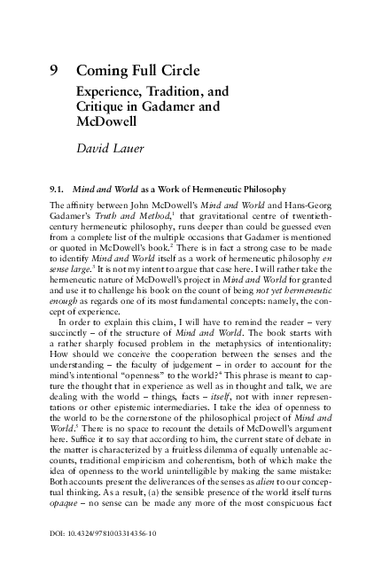 (PDF) Coming Full Circle: Experience, Tradition, and Critique in ...