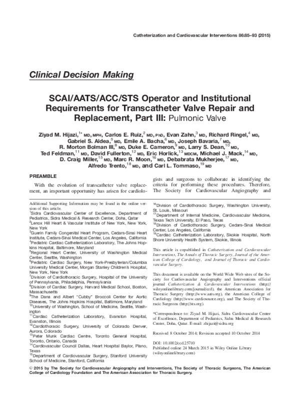 (PDF) SCAI/AATS/ACC/STS operator and institutional requirements for ...