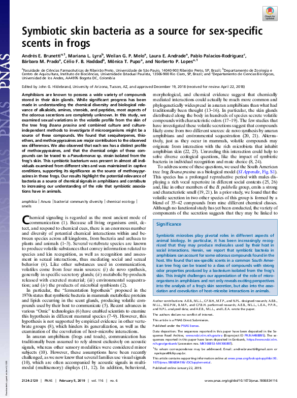 (PDF) Symbiotic skin bacteria as a source for sex-specific scents in ...