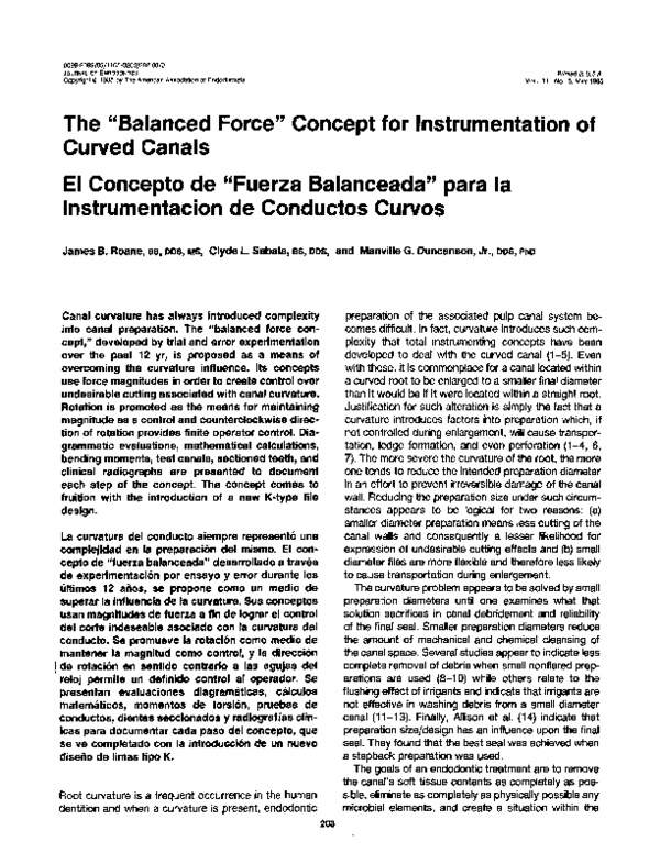 (PDF) The “balanced force” concept for instrumentation of curved canals