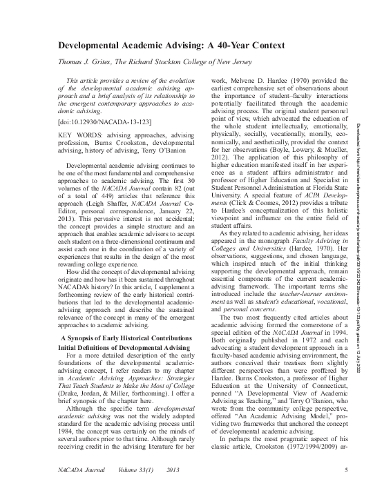 (PDF) Developmental Academic Advising: A 40-Year Context