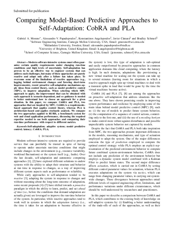 (PDF) Comparing Model-Based Predictive Approaches to Self-Adaptation: CobRA and PLA