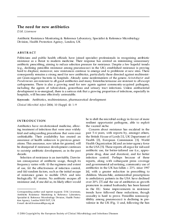(PDF) The need for new antibiotics