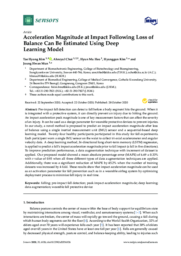 (PDF) Acceleration Magnitude at Impact Following Loss of Balance Can Be Estimated Using Deep ...