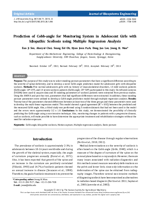 (PDF) Prediction of Cobb-angle for Monitoring System in Adolescent Girls with Idiopathic ...