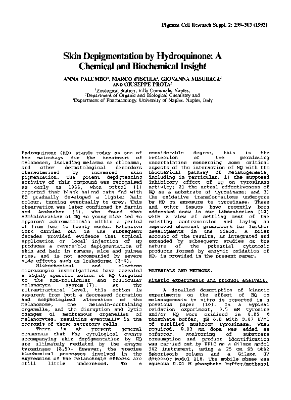 (PDF) Skin Depigmentation by Hydroquinone: A Chemical and Biochemical ...