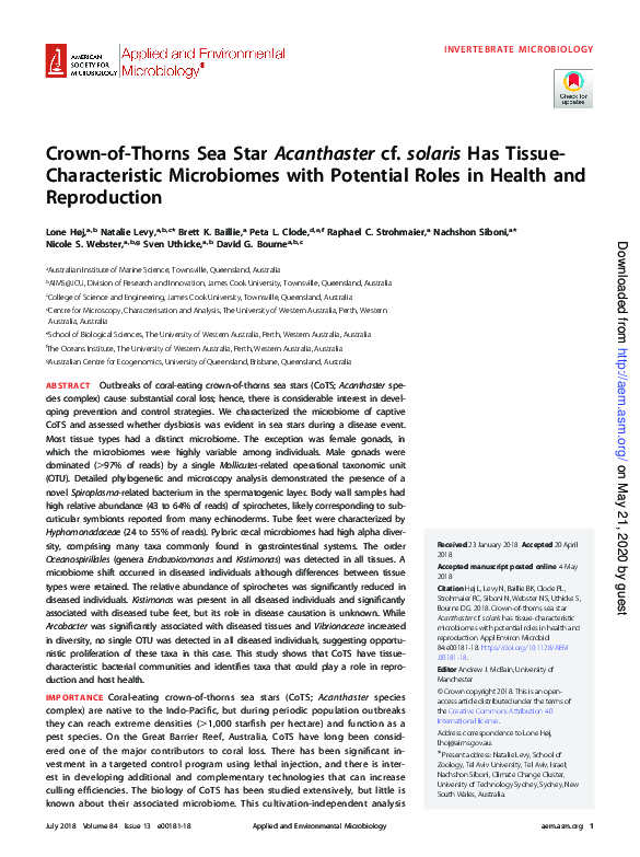 (PDF) Crown-of-Thorns Sea Star Acanthaster cf. solaris Has Tissue ...