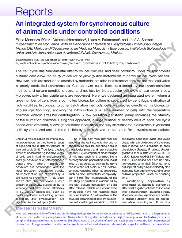(PDF) An integrated system for synchronous culture of animal cells ...