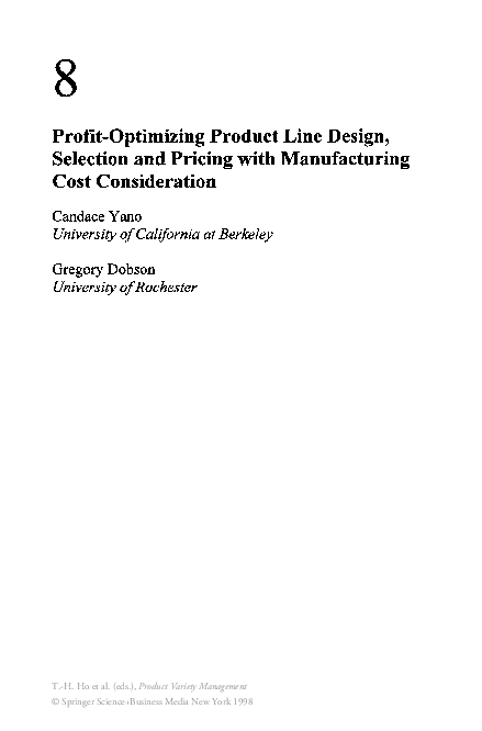 (PDF) Profit-Driven Product Line Design and Pricing