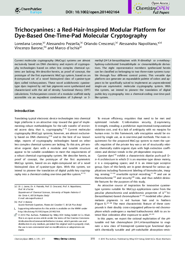 (PDF) Trichocyanines: a Red-Hair-Inspired Modular Platform for Dye ...