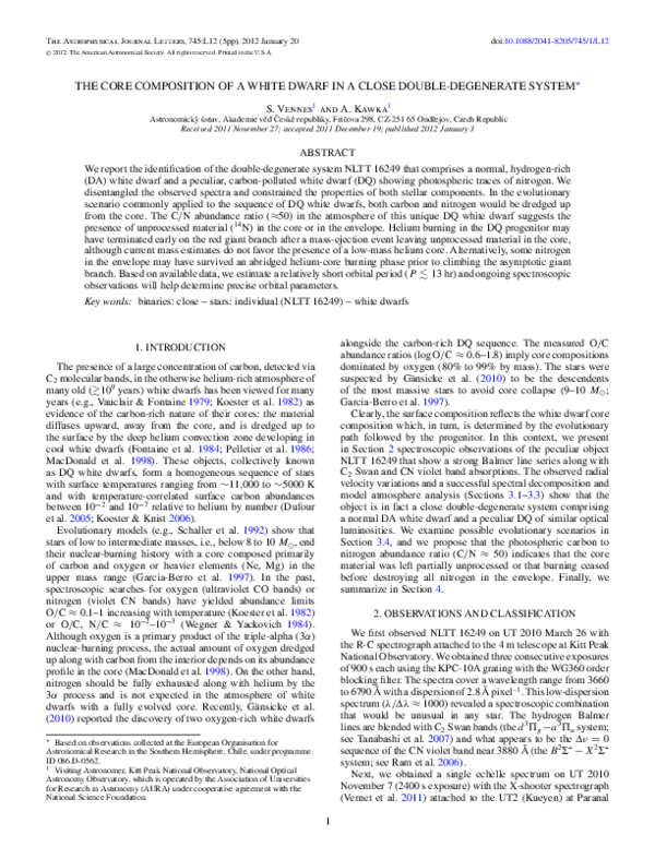 (PDF) The Core Composition of a White Dwarf in a Close Double ...