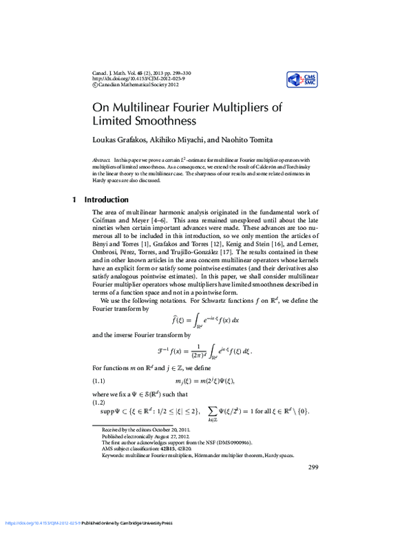Pdf On Multilinear Fourier Multipliers Of Limited Smoothness