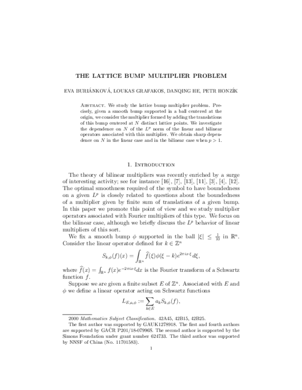 (PDF) The lattice bump multiplier problem