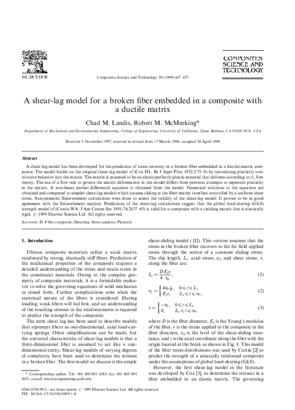 (PDF) A shear-lag model for a broken fiber embedded in a composite with ...