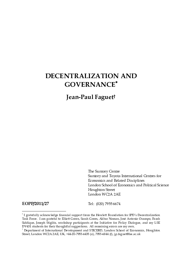 (PDF) Decentralization and Governance