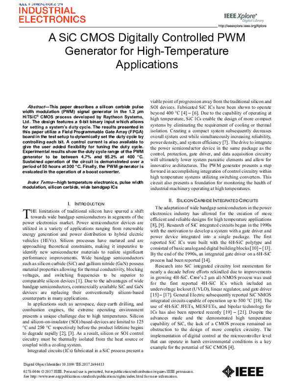 (PDF) A SiC CMOS Digitally Controlled PWM Generator for High-Temperature Applications