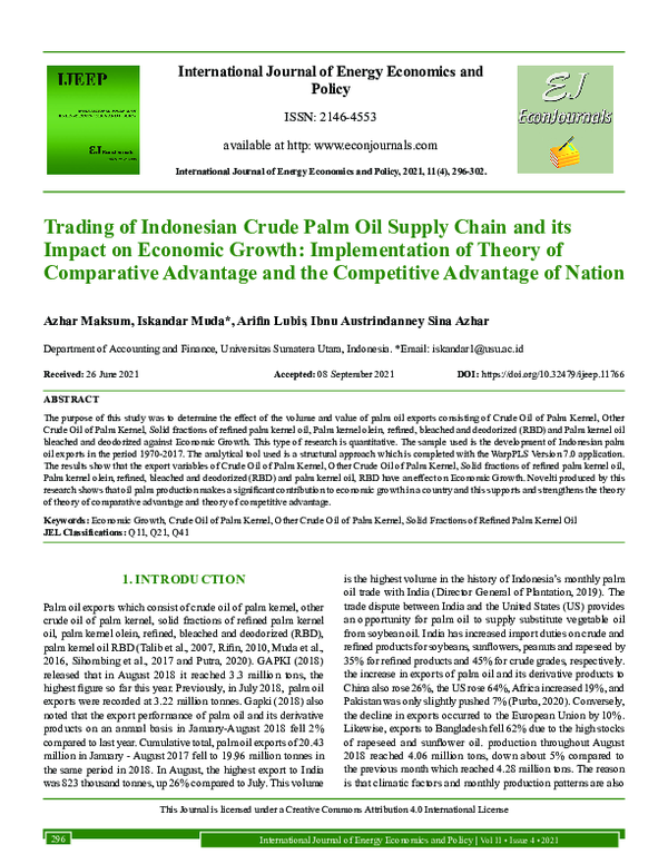 (PDF) Trading of Indonesian Crude Palm Oil Supply Chain and Its Impact ...