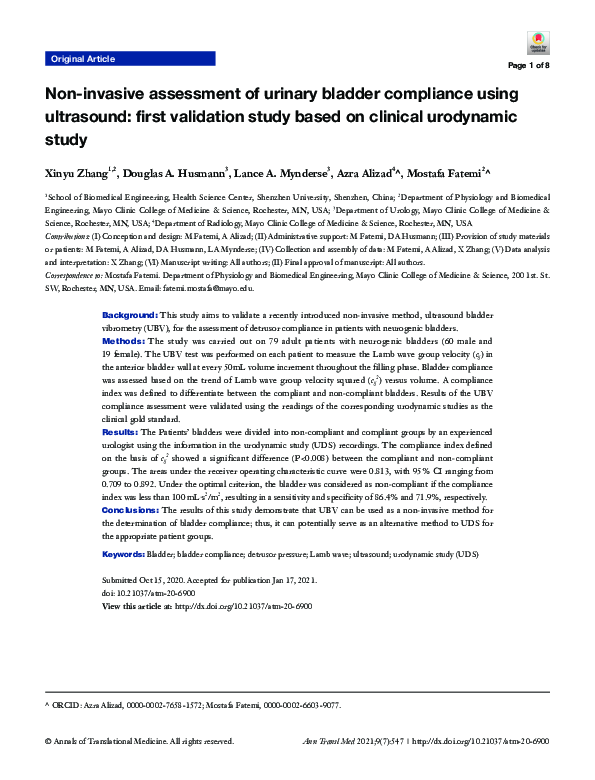 (PDF) Non-invasive assessment of urinary bladder compliance using ...