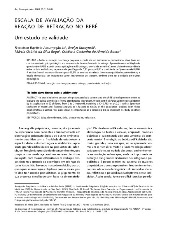 (PDF) Escala de avalia o da rea o de retra o no beb : Um estudo de ...