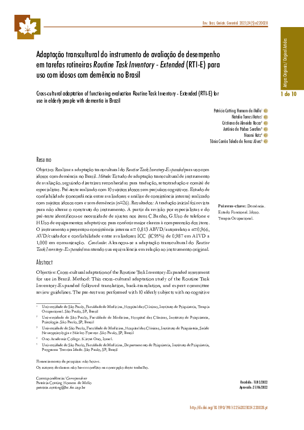 (PDF) Adaptação transcultural do instrumento de avaliação de desempenho ...