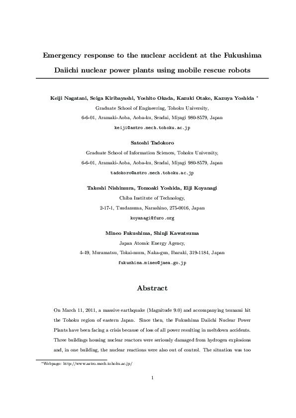 (PDF) Emergency response to the nuclear accident at the Fukushima ...