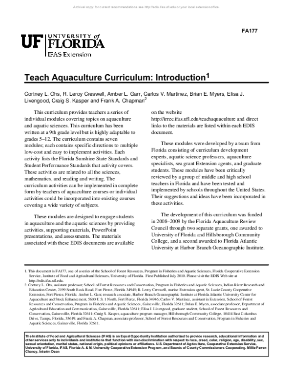 (PDF) Teach Aquaculture Curriculum: Introduction