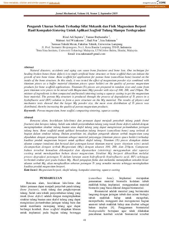 (PDF) Pengaruh Ukuran Serbuk Terhadap Sifat Mekanik Dan Fisik Magnesium ...