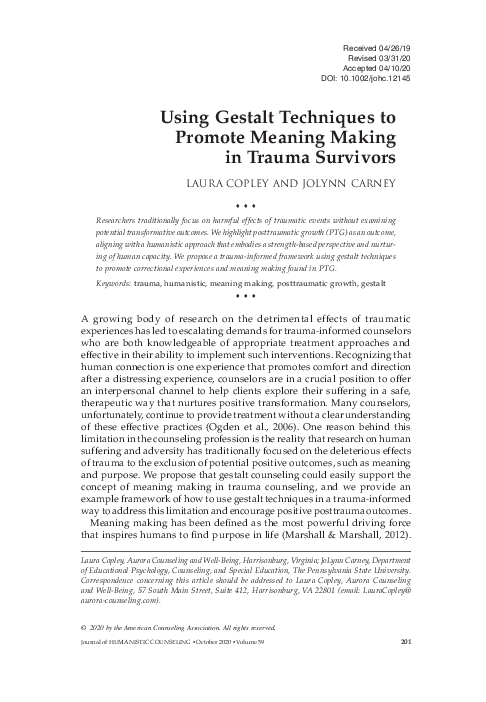 (PDF) Using Gestalt Techniques to Promote Meaning Making in Trauma ...