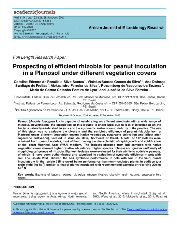 (PDF) Prospecting of efficient rhizobia for peanut inoculation in a ...