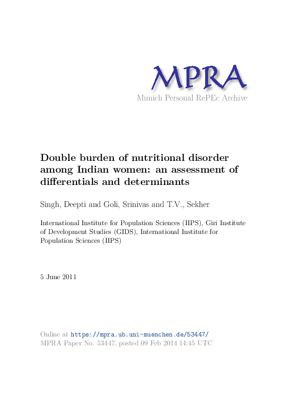 (PDF) Double burden of nutritional disorder among Indian women: an ...
