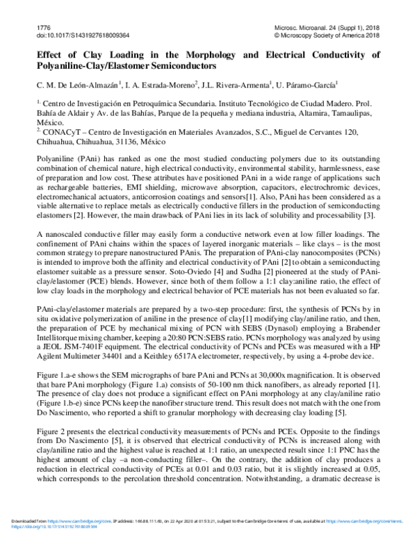 (PDF) Effect of Clay Loading in the Morphology and Electrical ...