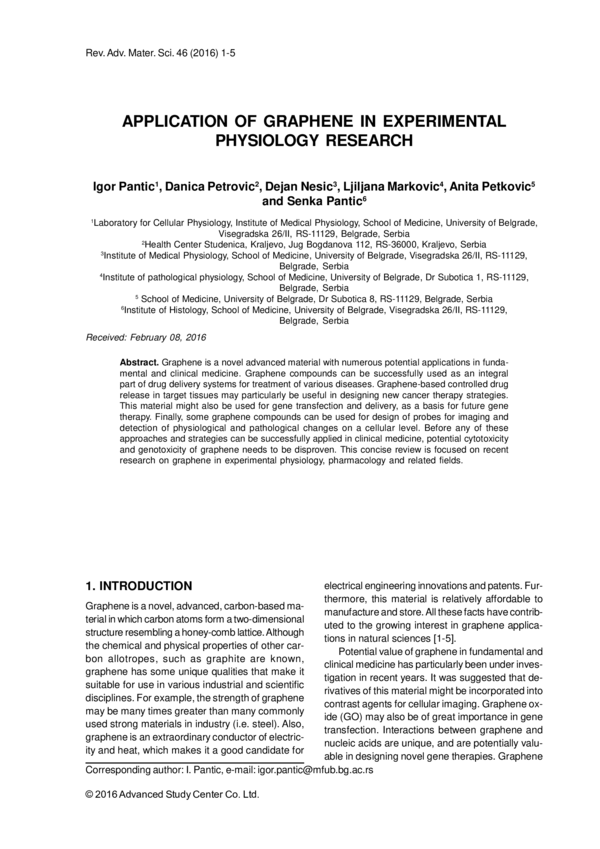 (PDF) Application of Graphene in Experimental Physiology Research
