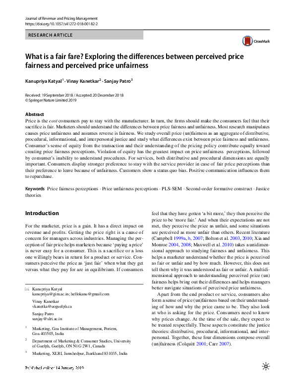 (PDF) What is a fair fare? Exploring the differences between perceived ...