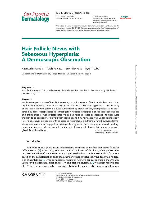 (PDF) Hair Follicle Nevus with Sebaceous Hyperplasia: A Dermoscopic ...