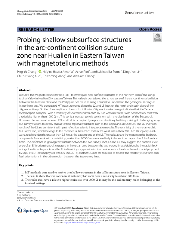 (PDF) Probing shallow subsurface structures in the arc-continent ...