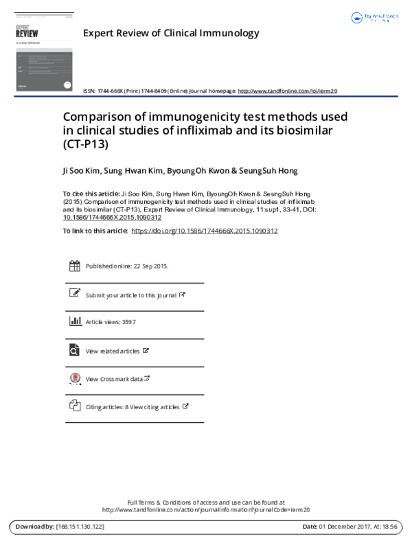 Comparison of immunogenicity test methods used in clinical studies of ...