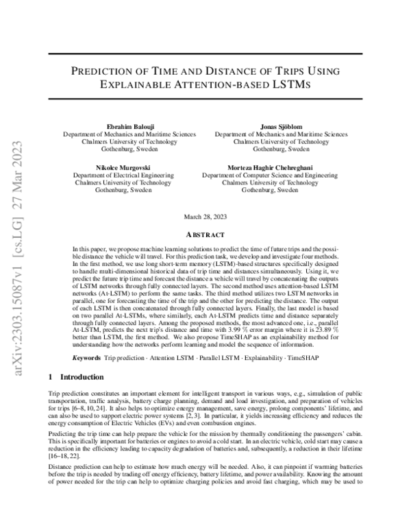 (PDF) Prediction of Time and Distance of Trips Using Explainable Attention-based LSTMs | Jonas ...