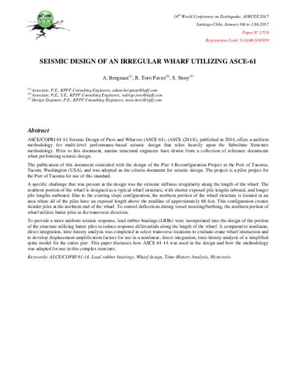 (PDF) Seismic Design of an Irregular Wharf Utilizing ASCE 61