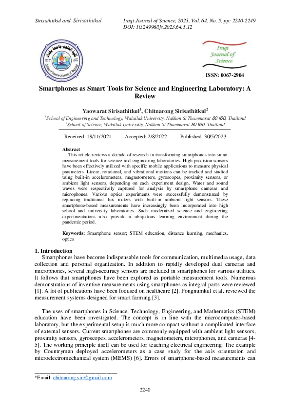 (PDF) Smartphones as Smart Tools for Science and Engineering Laboratory ...