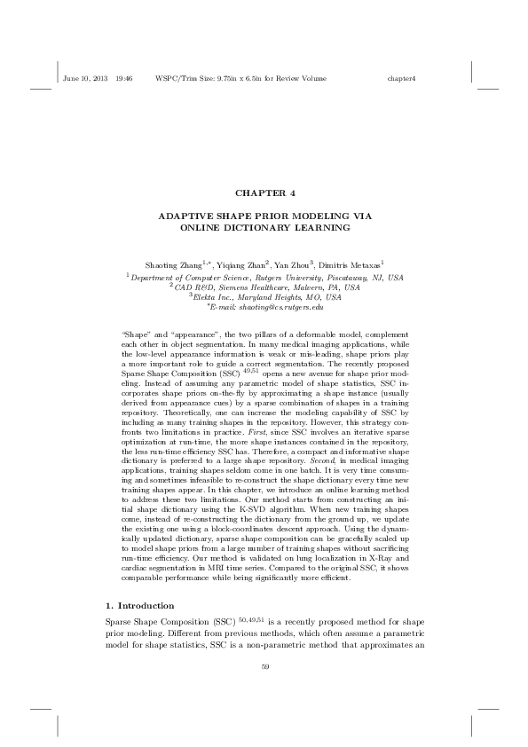 (PDF) Adaptive Shape Prior Modeling via Online Dictionary Learning