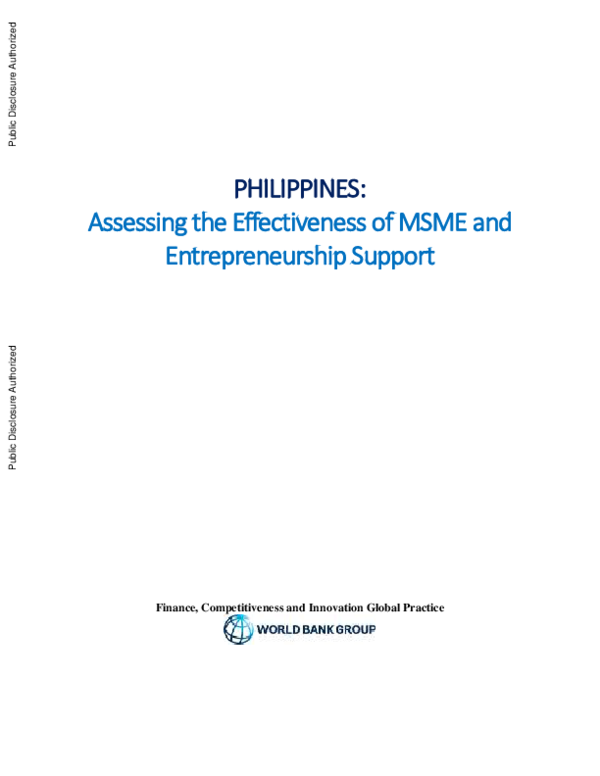 (PDF) Philippines : Assessing the Effectiveness of MSME and ...