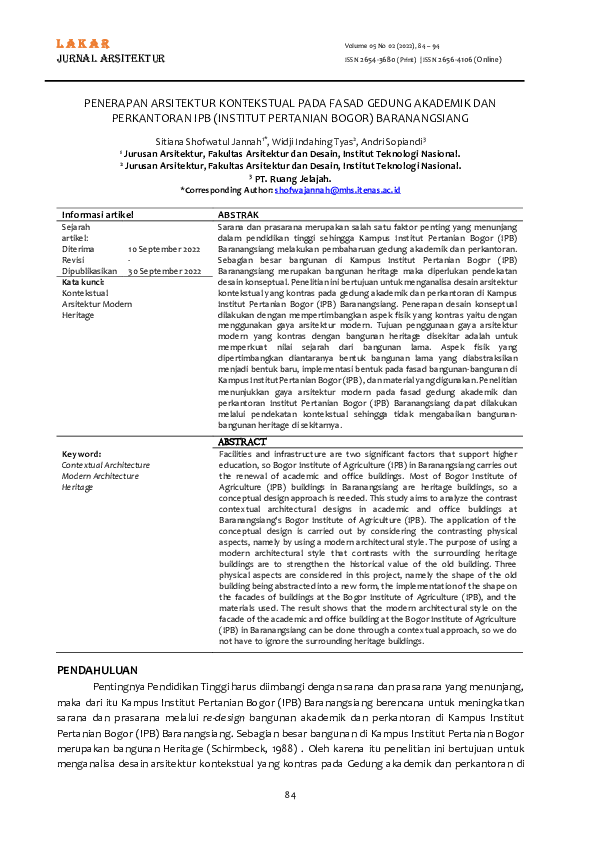 (PDF) Penerapan Arsitektur Kontekstual Pada Fasad Gedung Akademik Dan ...