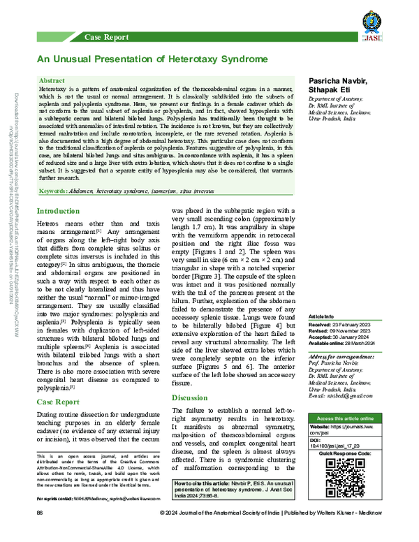 (PDF) An Unusual Presentation of Heterotaxy Syndrome