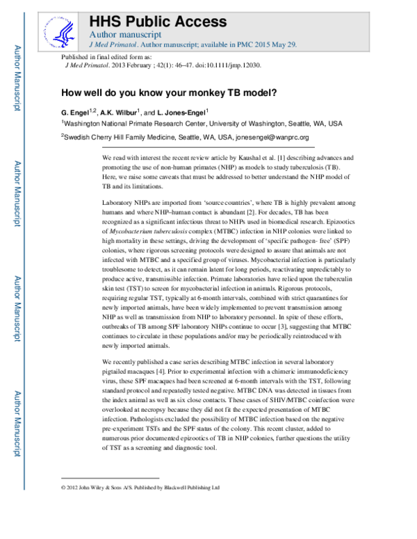 (PDF) How well do you know your monkey TB model?