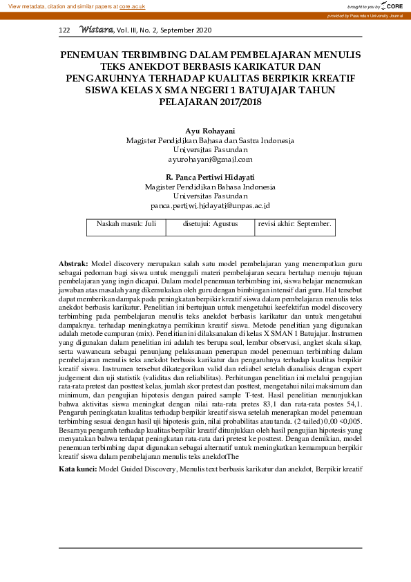 (PDF) Penemuan Terbimbing Dalam Pembelajaran Menulis Teks Anekdot Berbasis Karikatur Dan ...